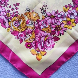 Vintage | Accessories | Vintage Floral Scarf Made In Italy Square Roses ...
